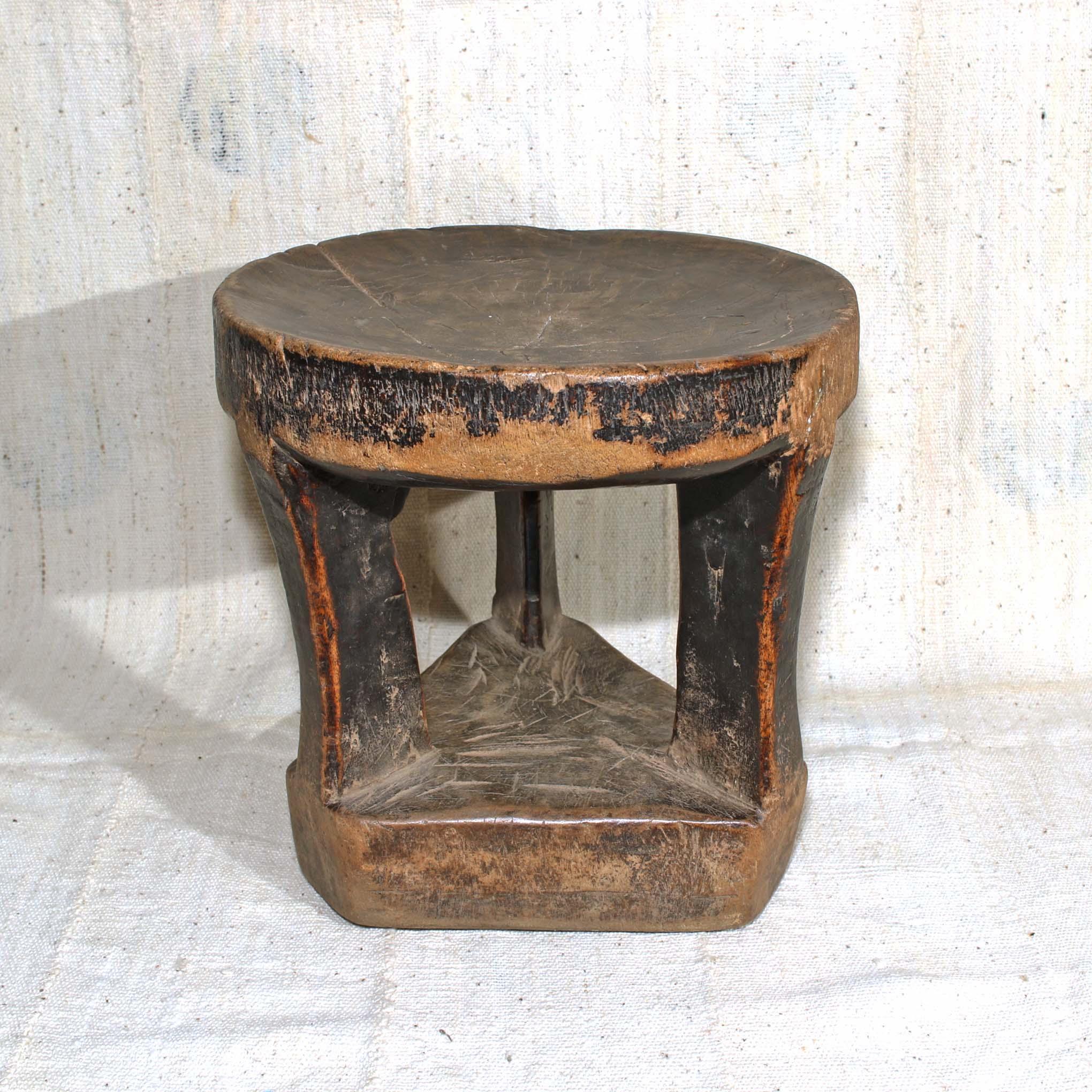 Antique Tonga Stool | Hand-Carved African Wood Furniture from Zimbabwe